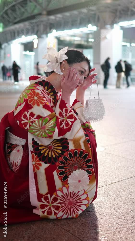 Young women in their 20s wear traditional Hakama (kimono) in Japan ...