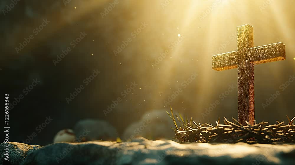 Crucifixion Of Jesus Christ, Good Friday Cross with crown of thorns on ...