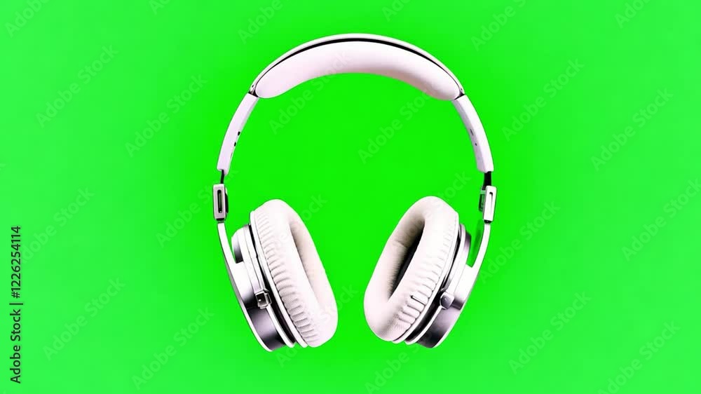 White Headphones on Green Screen: Crisp, modern, and ready for your ...