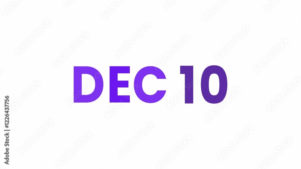 10th December calendar icon animation. Alpha matte with transparent ...