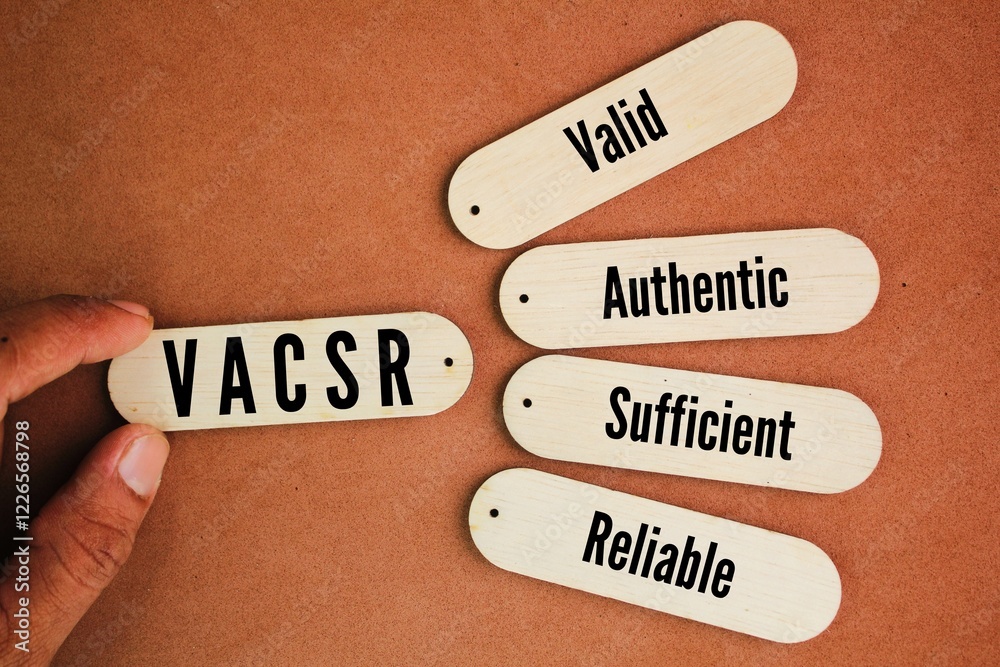 Poster hand holding a stick with letters and word VACSR principle Valid ...