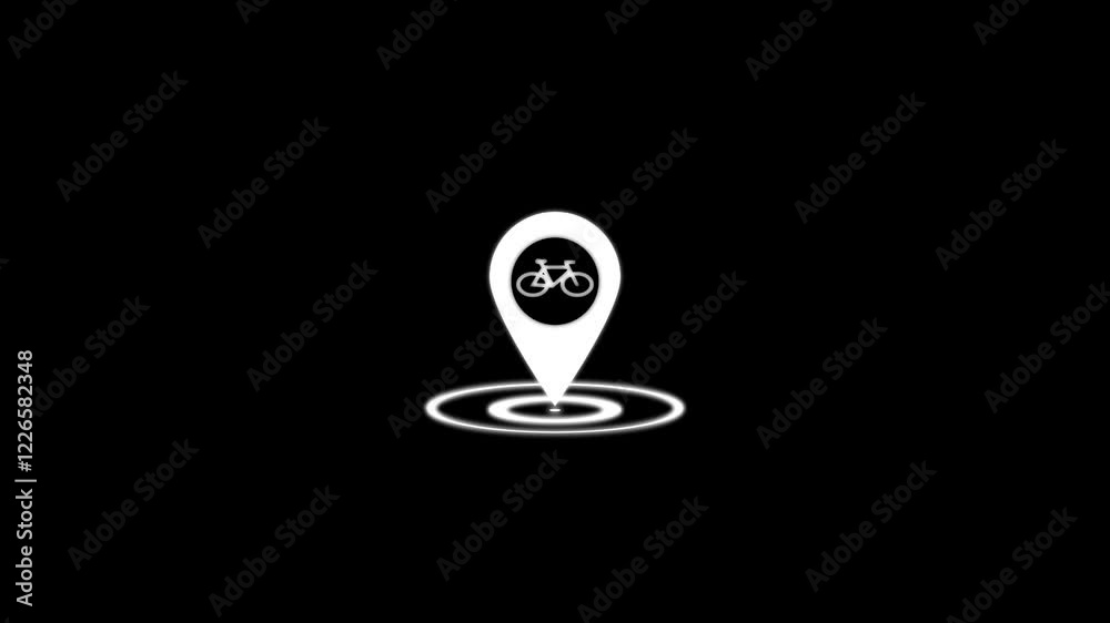 GPS location pointer animated with radio wave, location map pointer ...