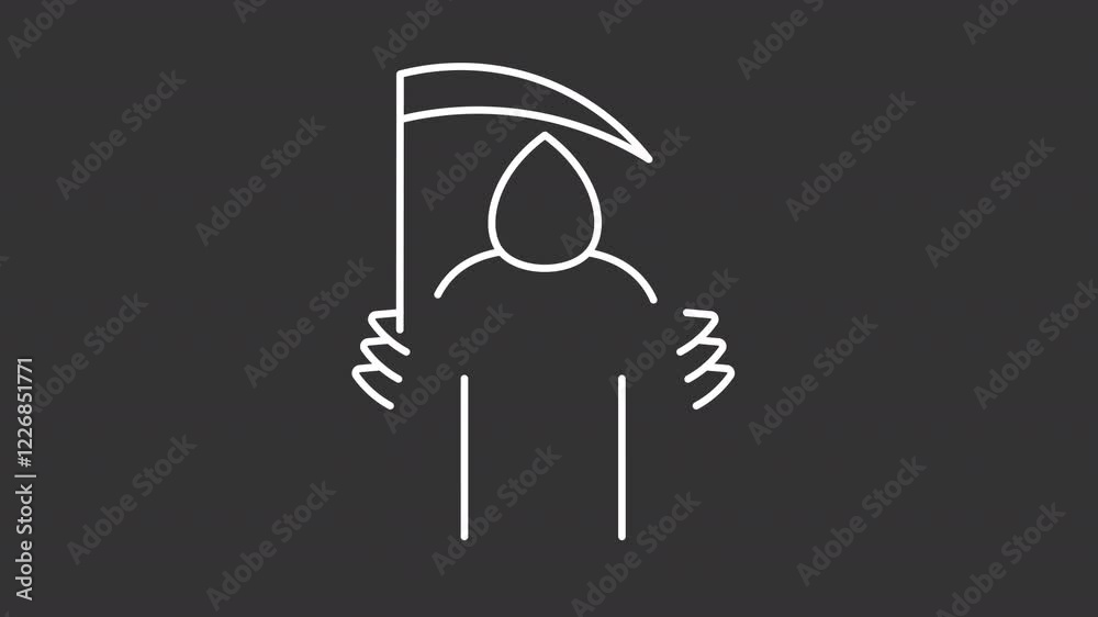 Grim reaper white line animation. Death with scythe animated icon ...
