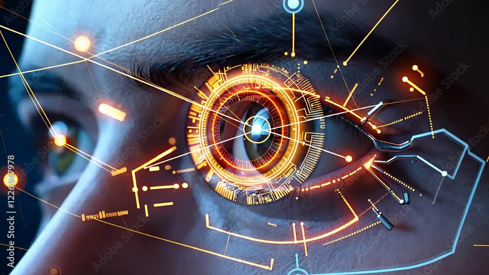 Futuristic Human Eye with Augmented Reality Interface, Digital HUD ...