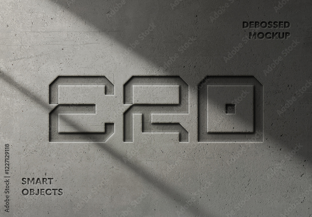 Debossed Concrete Wall Logo Mockup Stock Template | Adobe Stock