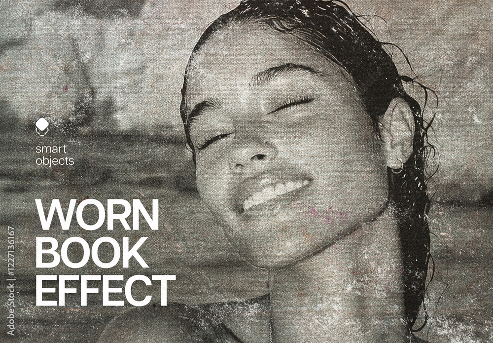 Vintage Worn Book Photo Effect Mockup Stock Template | Adobe Stock