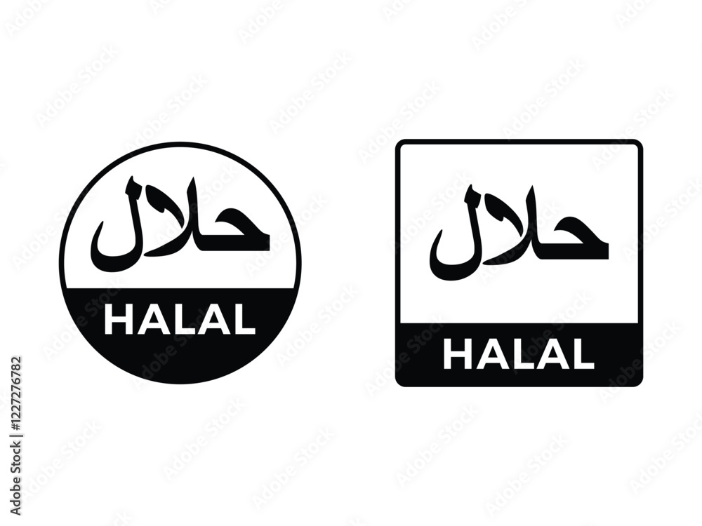 Poster Halal food certified label design vector illustration on ...