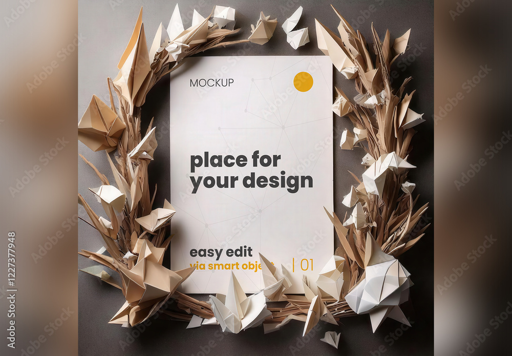 Origami Surround Page Poster Mockup Stock Template | Adobe Stock