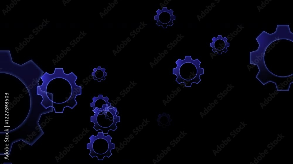 Gears in a seamless loop animation moving forward isolated transparent ...