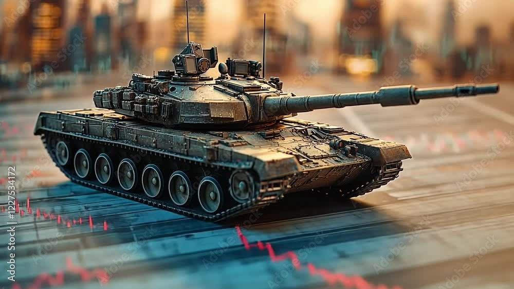Military Tank on Stock Market Chart: A powerful military tank model ...