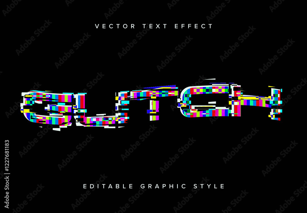 Glitch Text Effect Mockup Stock Template | Adobe Stock