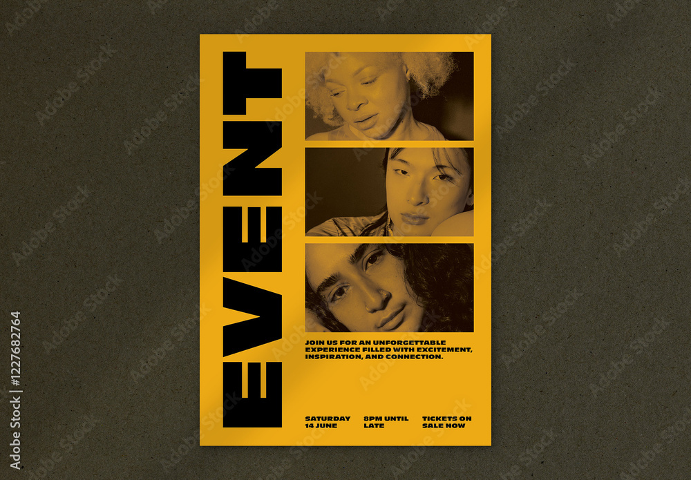Bold Minimal Yellow Poster Layout Stock Template | Adobe Stock
