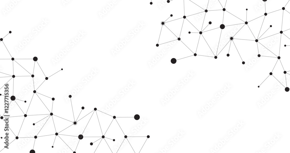 Poster modern data network lines with dots on corners in transparent ...