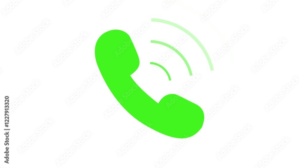 Incoming telephone call icon Animation on black screen . ringing phone ...