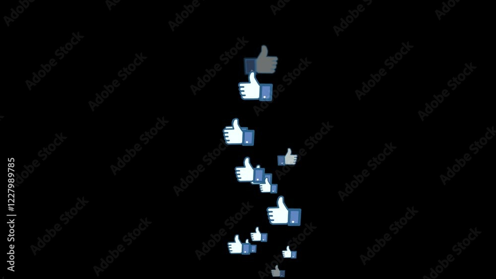 Cartoon like icon floating up animation on black screen, Emoji floating ...