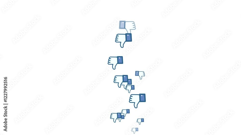 Cartoon unlike icon floating up animation on white screen, Emoji ...