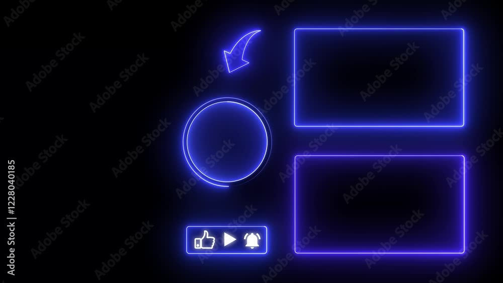 Neon end screen. Subscribe button and outro for gaming and video ...