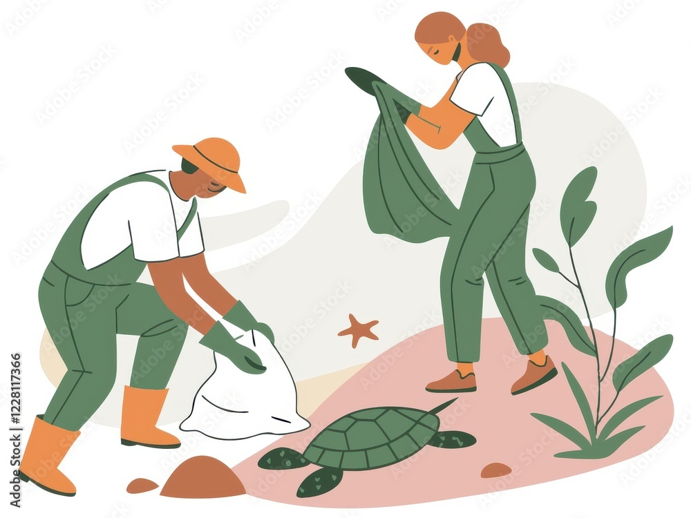 Photo & Art Print Critical plastic pollution cleanup on a marine ...