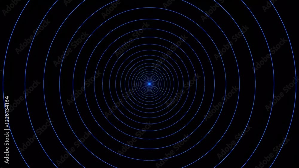 Digital tunnel looping forward movement in an Infinite royal blue color ...