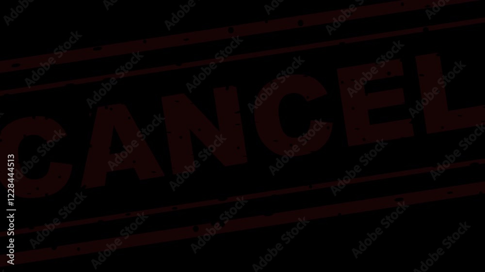 video animation red icon rubber stamp cancel text, on a transparent ...