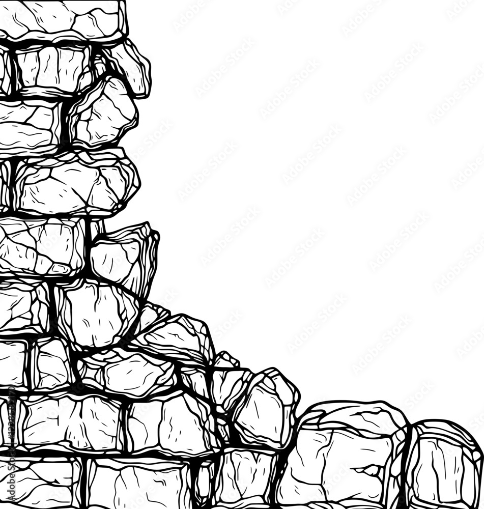 Poster Stone corner border outline drawing – Wall Art | UkPosters