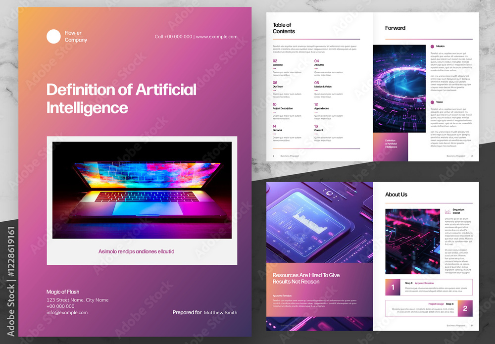 Orange And Purple Technology Magazine Stock Template | Adobe Stock