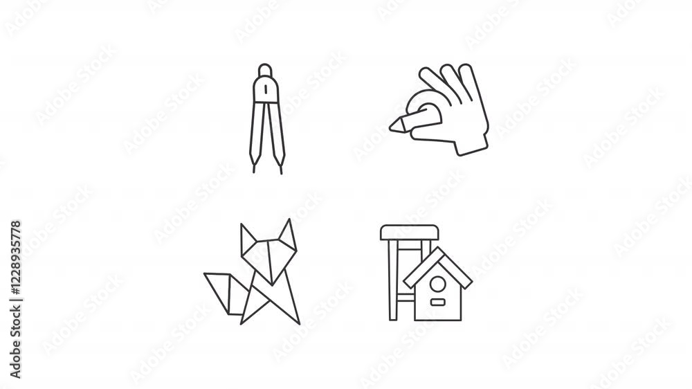 Handmade hobbies animation set. Handcraft skills animated line icons ...