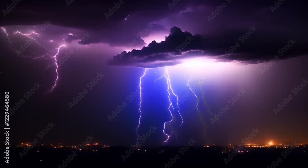 Lightning strikes Electrical storm on black background Electric ...
