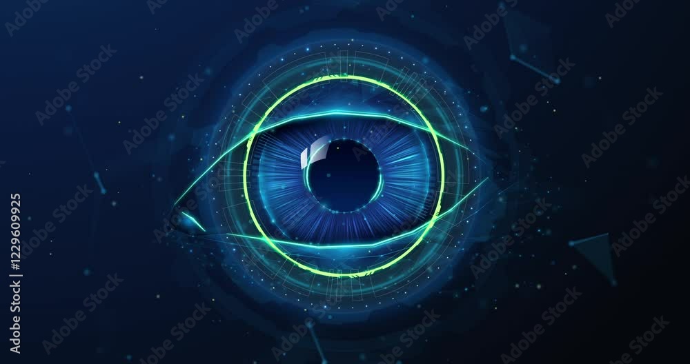 HUD Overlay Over Low Poly Human Eye Animation. Computer vision ...