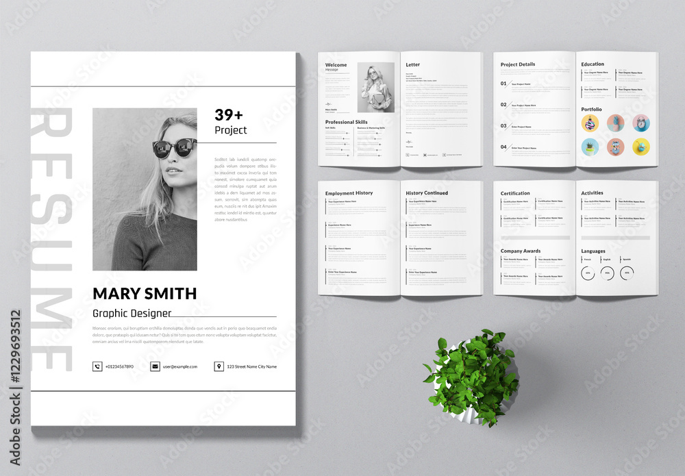 Resume Booklet Template Layout Stock Template | Adobe Stock