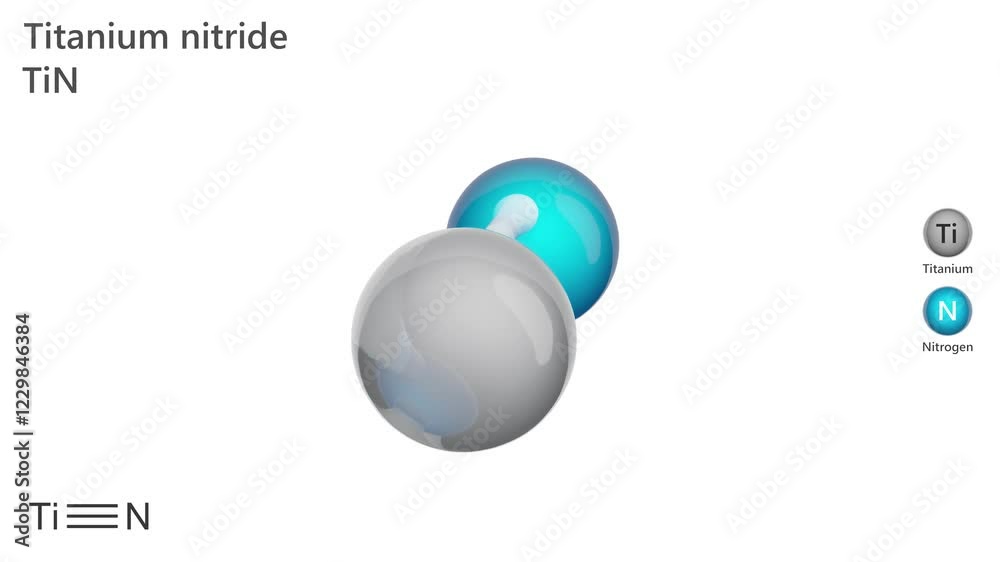 Titanium Nitride. Animated 3D model of a molecule. Molecular formula ...