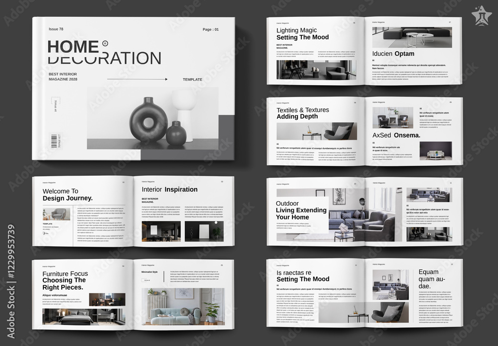 Interior Design Landscape Magazine Layout Stock Template | Adobe Stock