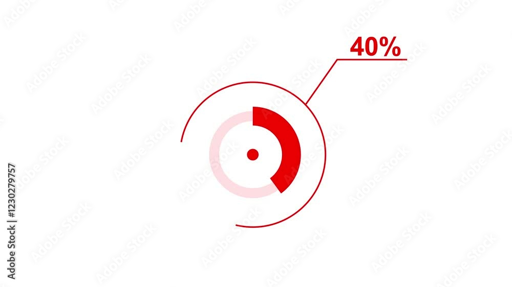 loading icon animation 40% circle. 40% percent circle round donut chart ...