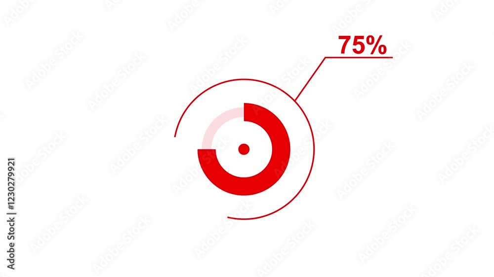 loading icon animation 75% circle. 75% percent circle round donut chart ...