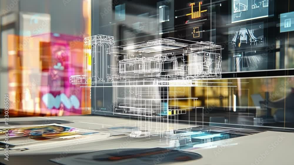 An upclose view of a designers workstation featuring sketches of a ...