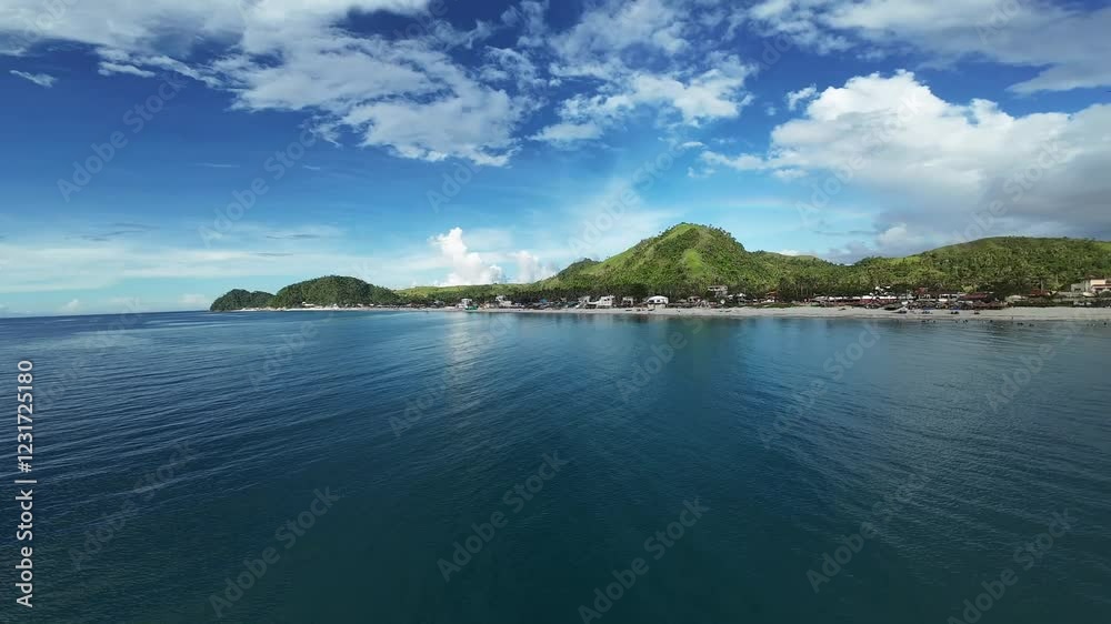 Gulf of Leyte and Mabua Beach in the Philippines on a bright, sunny day ...