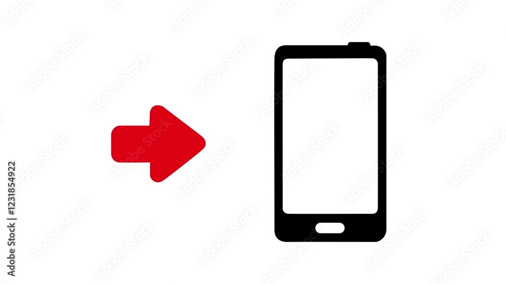 Incoming mobile phone icon Animation on white background. Phone ring ...