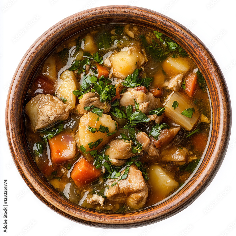 Poster Tureen of Gumbo, Tureen Style, top view, isolated on white, food ...
