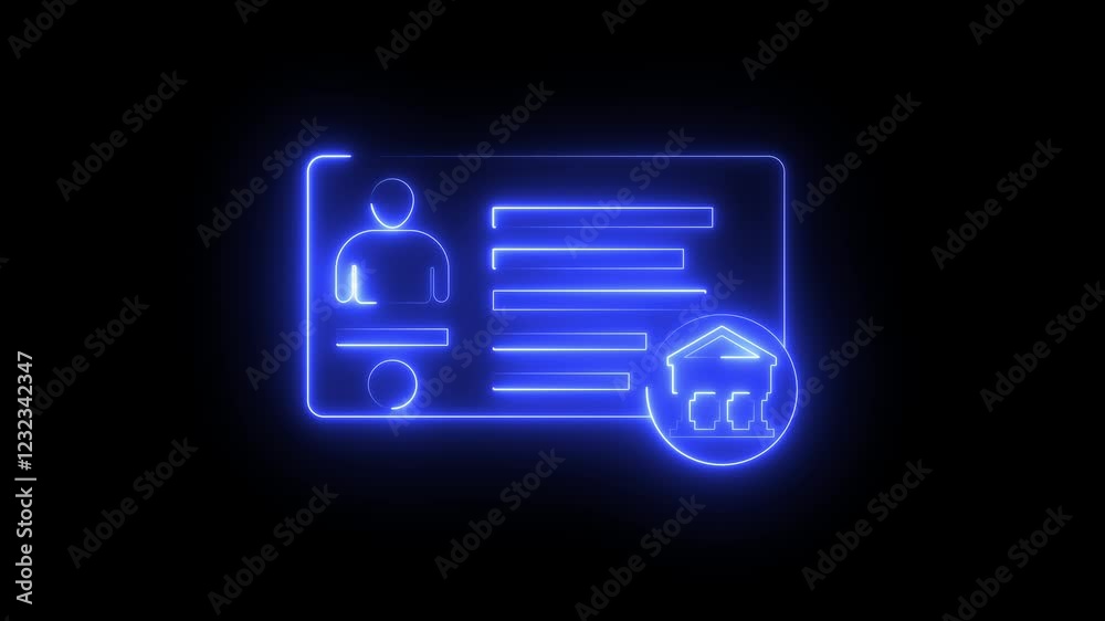 Digital national Id card animation with neon effect. neon ...