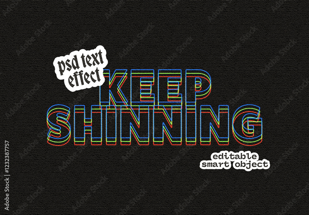 Glitch Outline Text Effect Mockup Stock Template | Adobe Stock