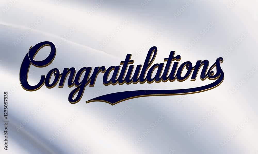 Congratulations Text in Dark Blue Cursive Font on Silky White ...