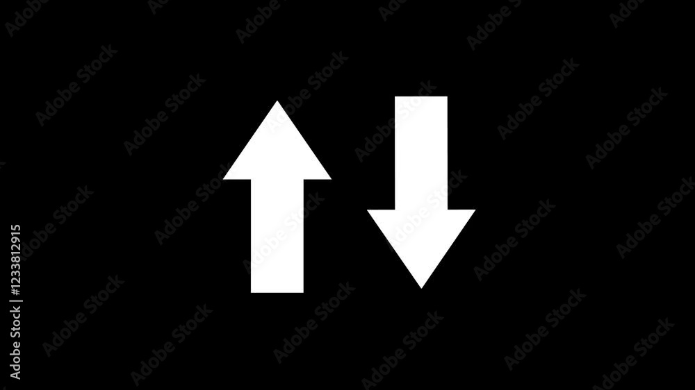 abstract directional arrow icon or swipe up and down arrow signal ...