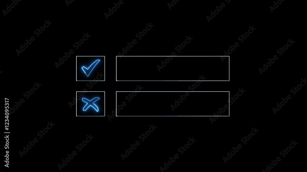 Text title box set, yes or no checkbox icon animation with black ...