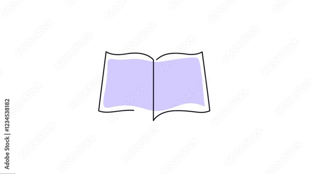 Animated One continuous line drawing of book signs. Minimal open book ...