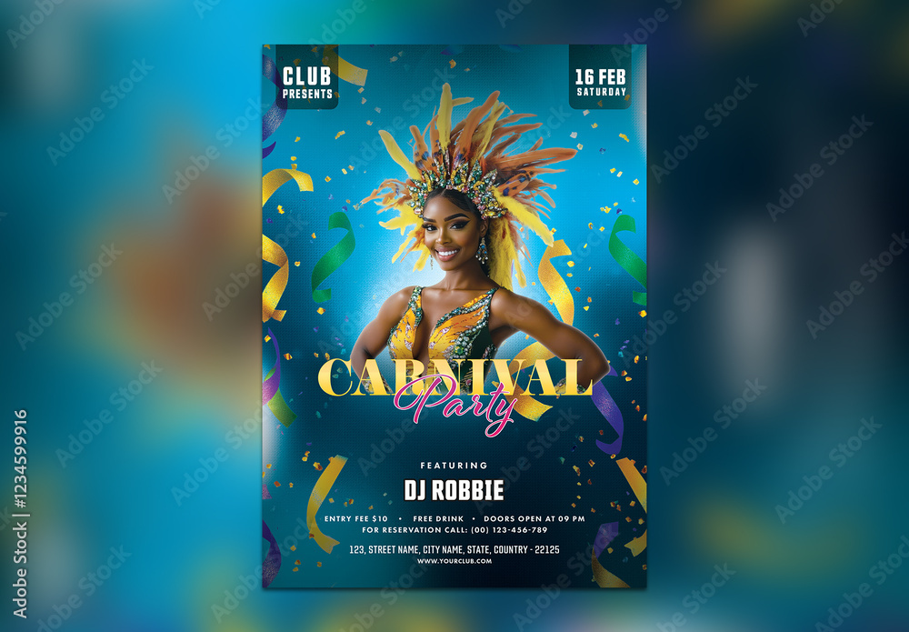 Editable Carnival Party Flyer or Poster Template, with African Female ...
