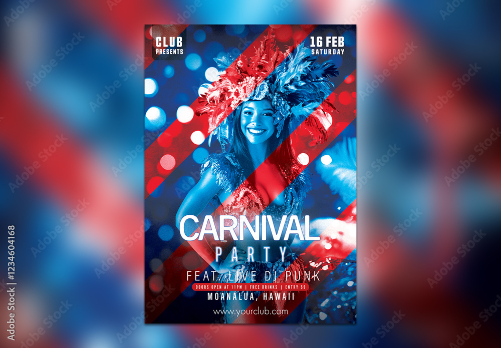 Editable Carnival Party Flyer or Poster Template, with Female Samba ...