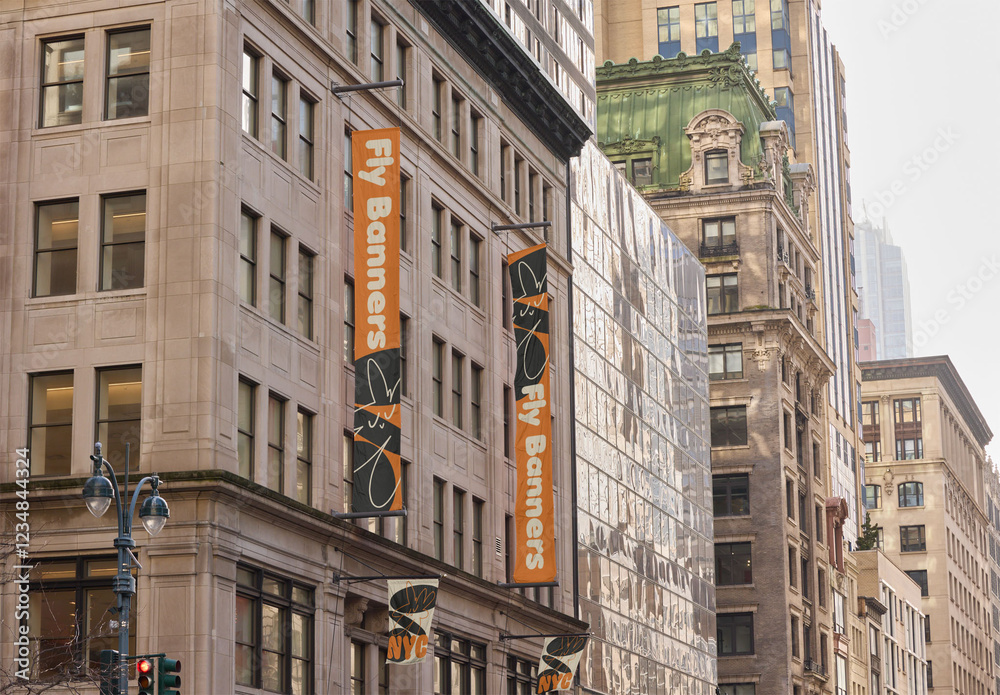 Four OOH advertising banners Mockup in Bustling New York City Setting ...