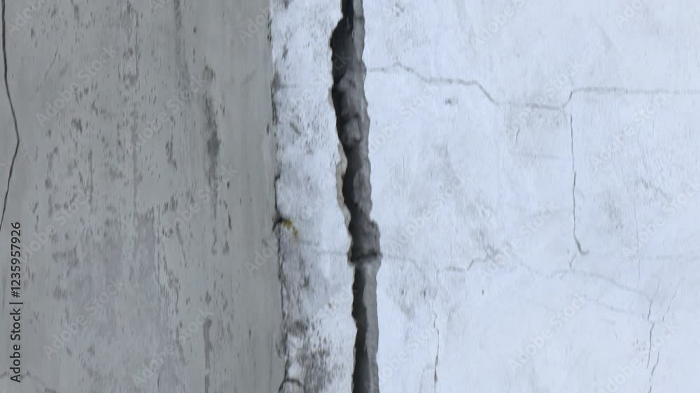 Crack concrete building broken wall at the outside cement corner that ...