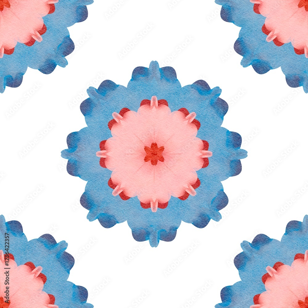 Poster Watercolor flower with paper texture seamless pattern – Wall Art ...