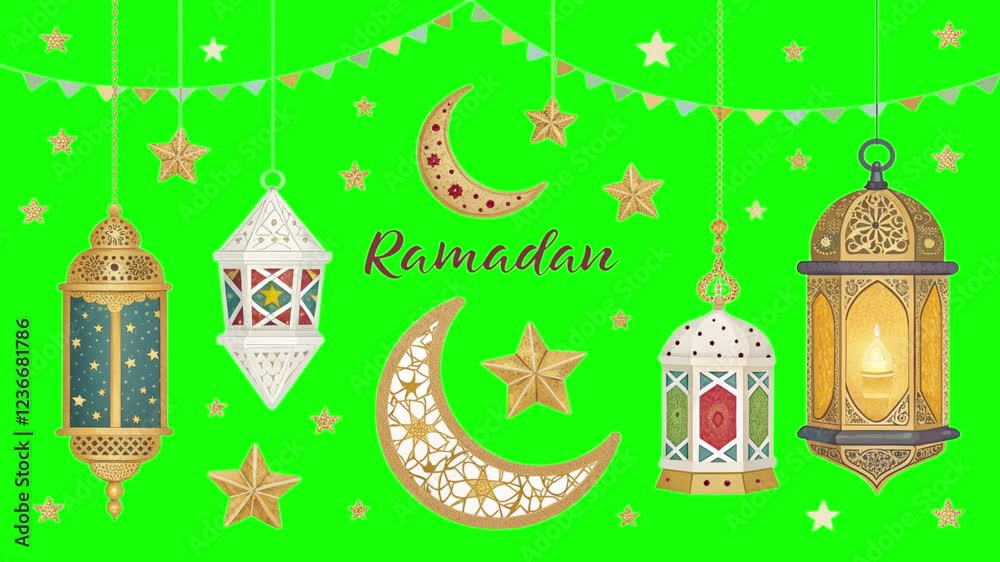 Islamic Ramadan elements eid mubarok Green Screen animation motion ...